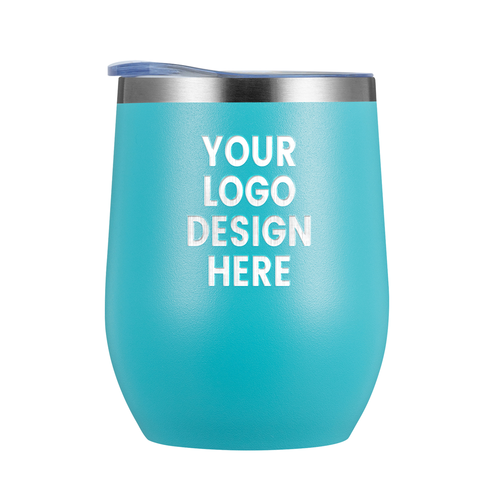 12oz Wine Tumbler Vacuum Stainless Steel Mug Light Blue CUSTOMAN