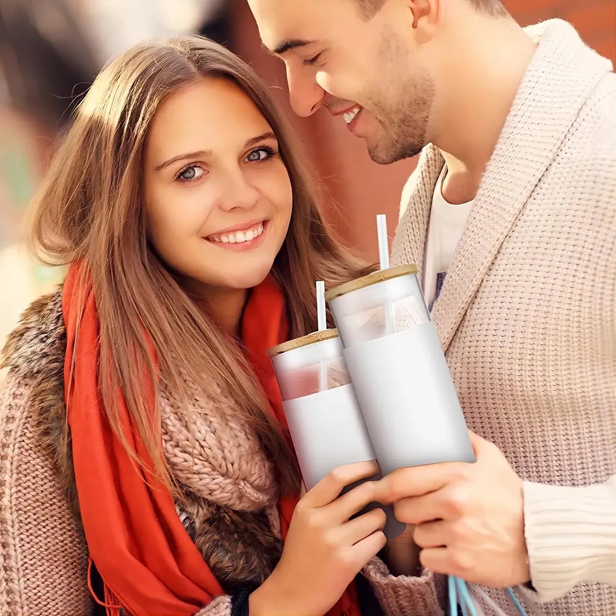 500ml Tumbler Straw Glass Water Bottle Navy Blue CUSTOMAN